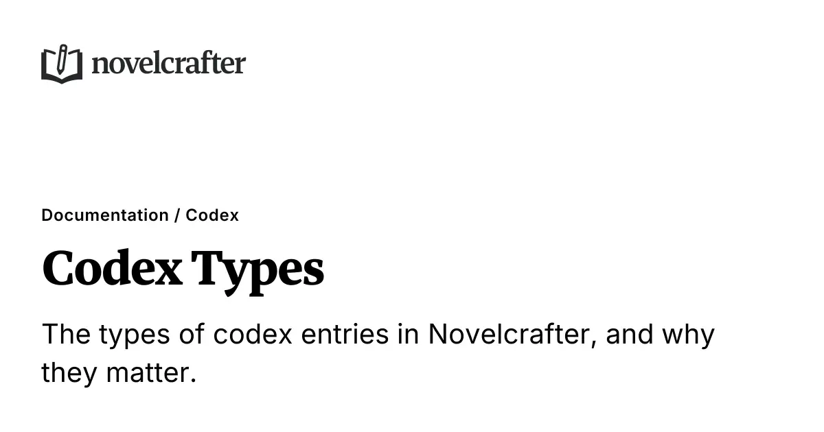 Codex Types - Codex - Novelcrafter Help