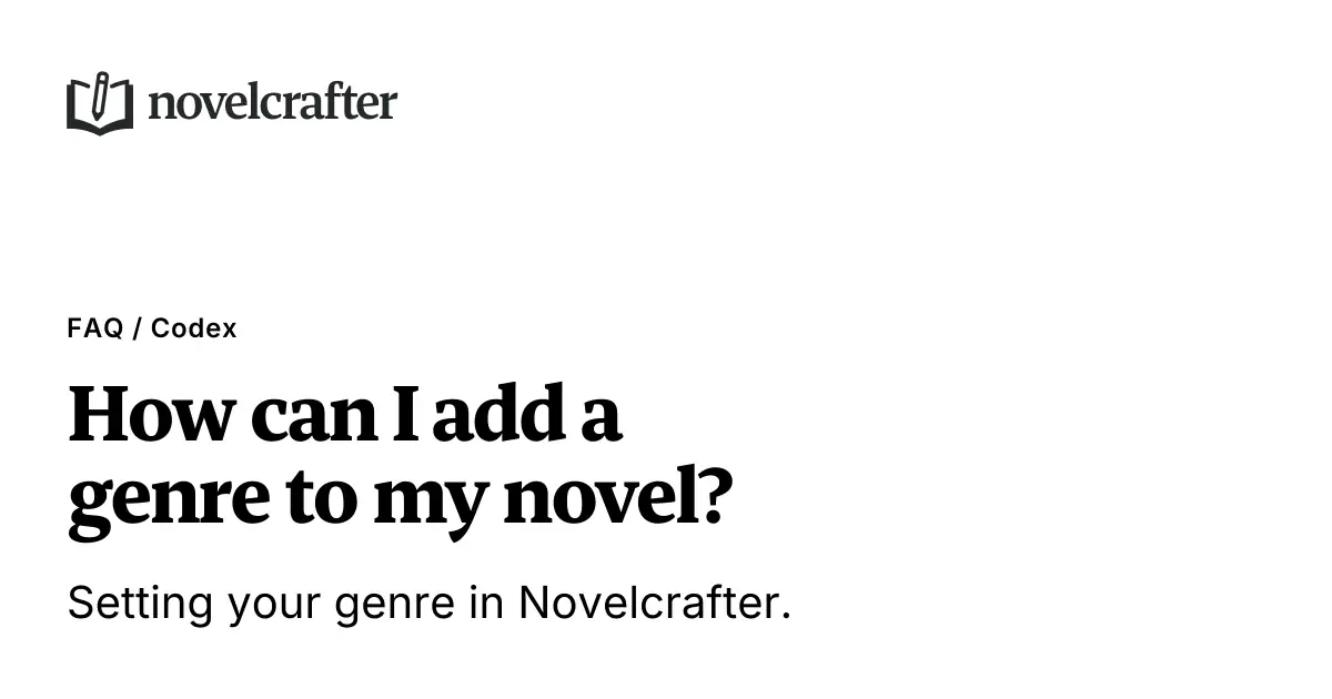 How can I add a genre to my novel? - Codex - Novelcrafter Help