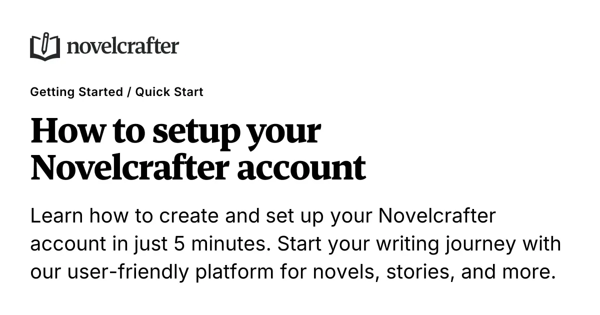 How to setup your Novelcrafter account - Quick Start - Novelcrafter Help