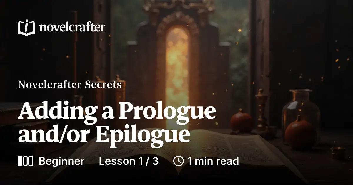 Adding a Prologue and/or Epilogue - Novelcrafter Secrets - Novelcrafter