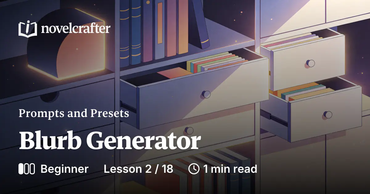 Blurb Generator - Prompts and Presets - Novelcrafter